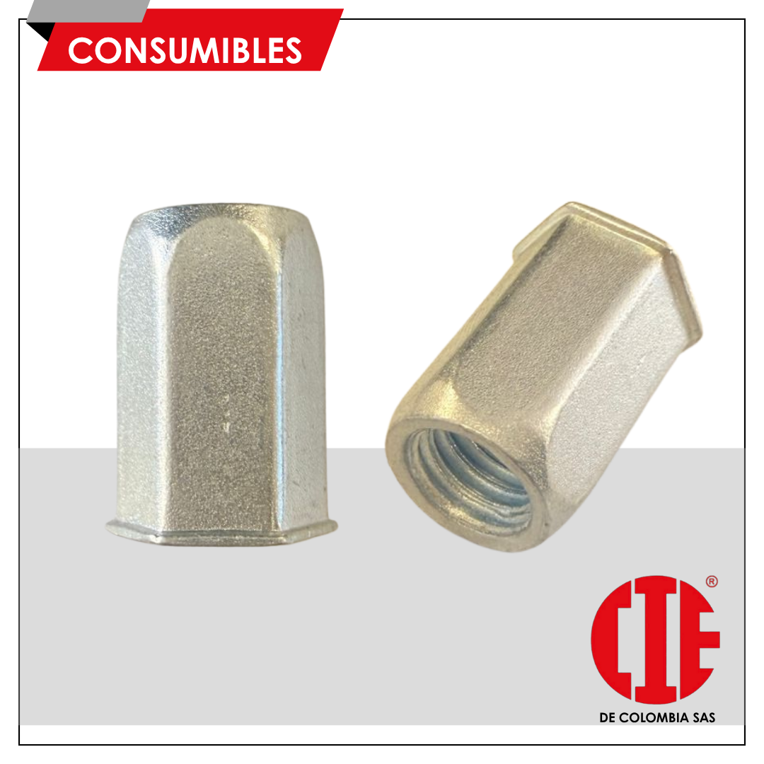 TUERCA REMACHABLE HEXAGONAL SIN ALA EN ACERO - CIE Compra en Linea
